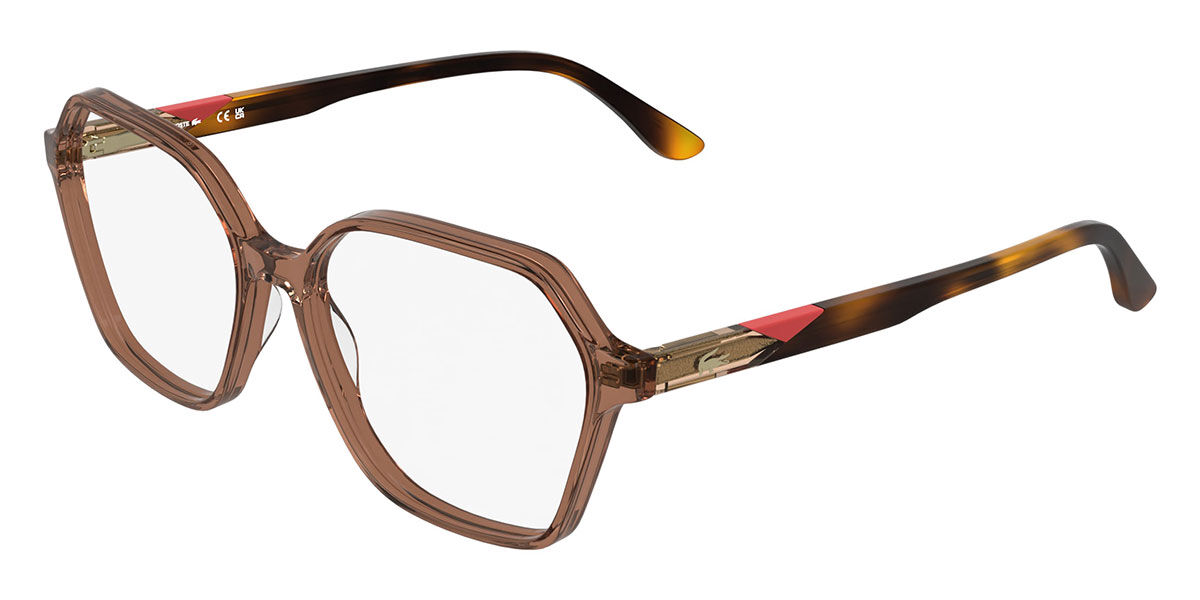 Lacoste L2988 210 Geometric Transparent Light Brown Eyeglasses ...